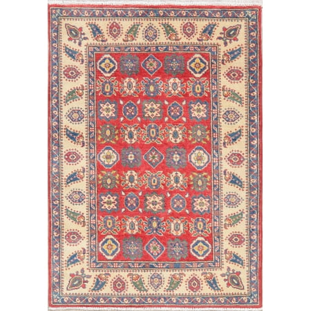 Super Kazak-Chechen Oriental Wool Area Rug Hand-Knotted Red Carpet 3x5 ...
