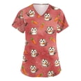 AHMOMEI Stretchy Cartoon Animal Print Scrub Tops V Neck Short Sleeve ...
