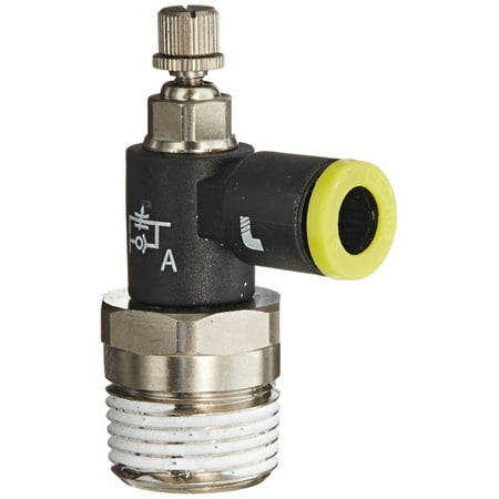 Legris 7665 06 17 Nylon Air Flow Control Valve, 90 Degree Elbow, Meter-Out, External Screw/Knob ...