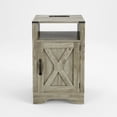 Hommoo 16"W Farmhouse Nightstand Sofa Side Table with Charging Station ...