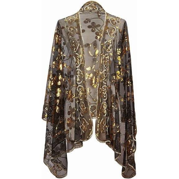 1920s Shawl Wraps Sequin Beaded Evening Cape Bridal Shawl - Walmart.com