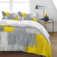4 Piece Duvet Cover Set Twin, Abstract Gray Yellow Soft Breathable ...