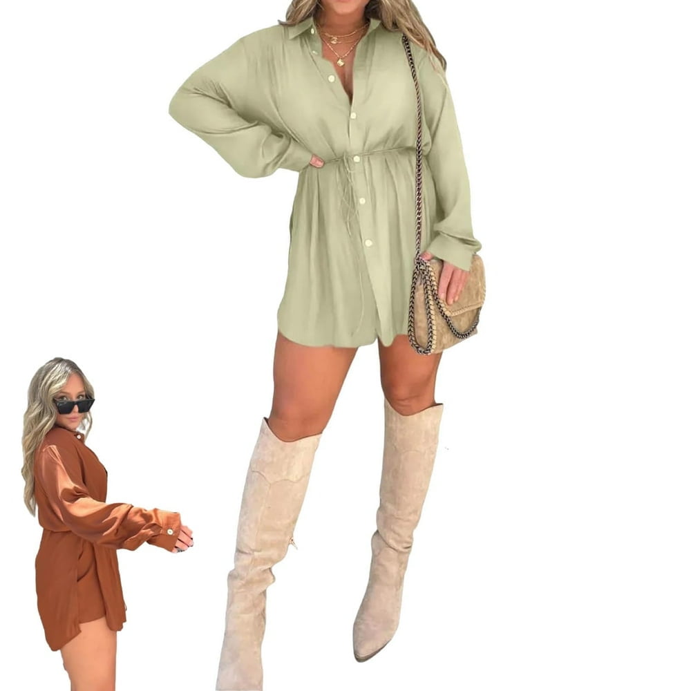 Click here for Generic Satin Covered Nights Romper Dress 2023 Fal... prices