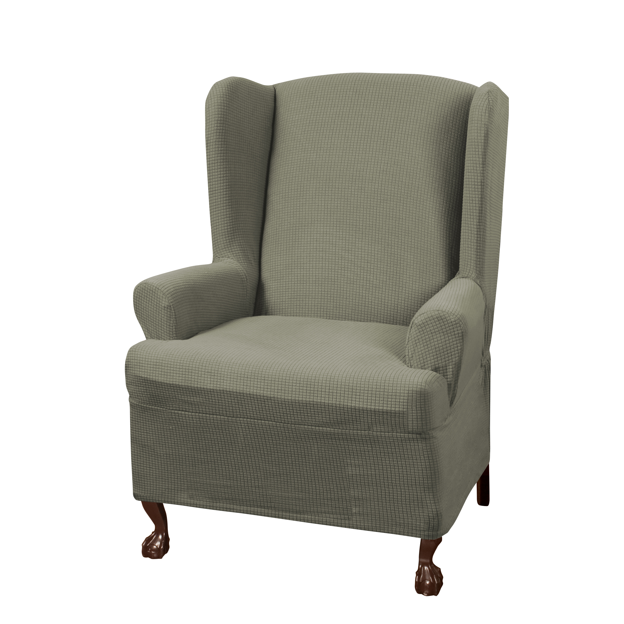 Zenna Home Small Rectangle Patterned 1-Piece Wing Chair Stretch ...