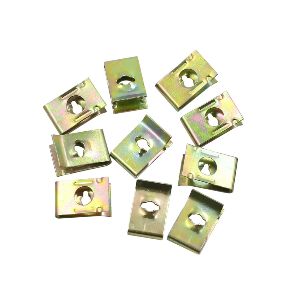 10pcs Spring U Type Metal Clips Rivet Car Bumper Door Panel Screw