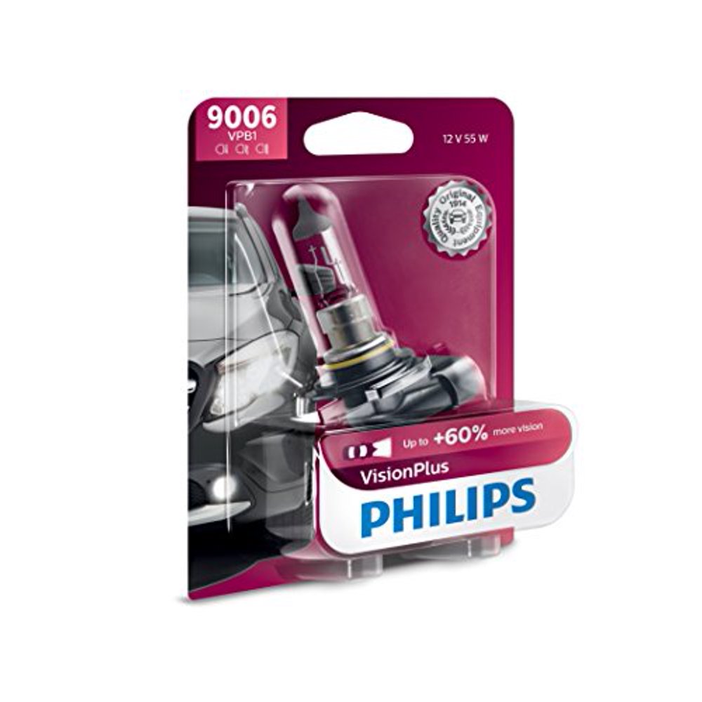 Philips Vision Plus 9006 60% More Light 3300K 12V 55W Car Headlight ...