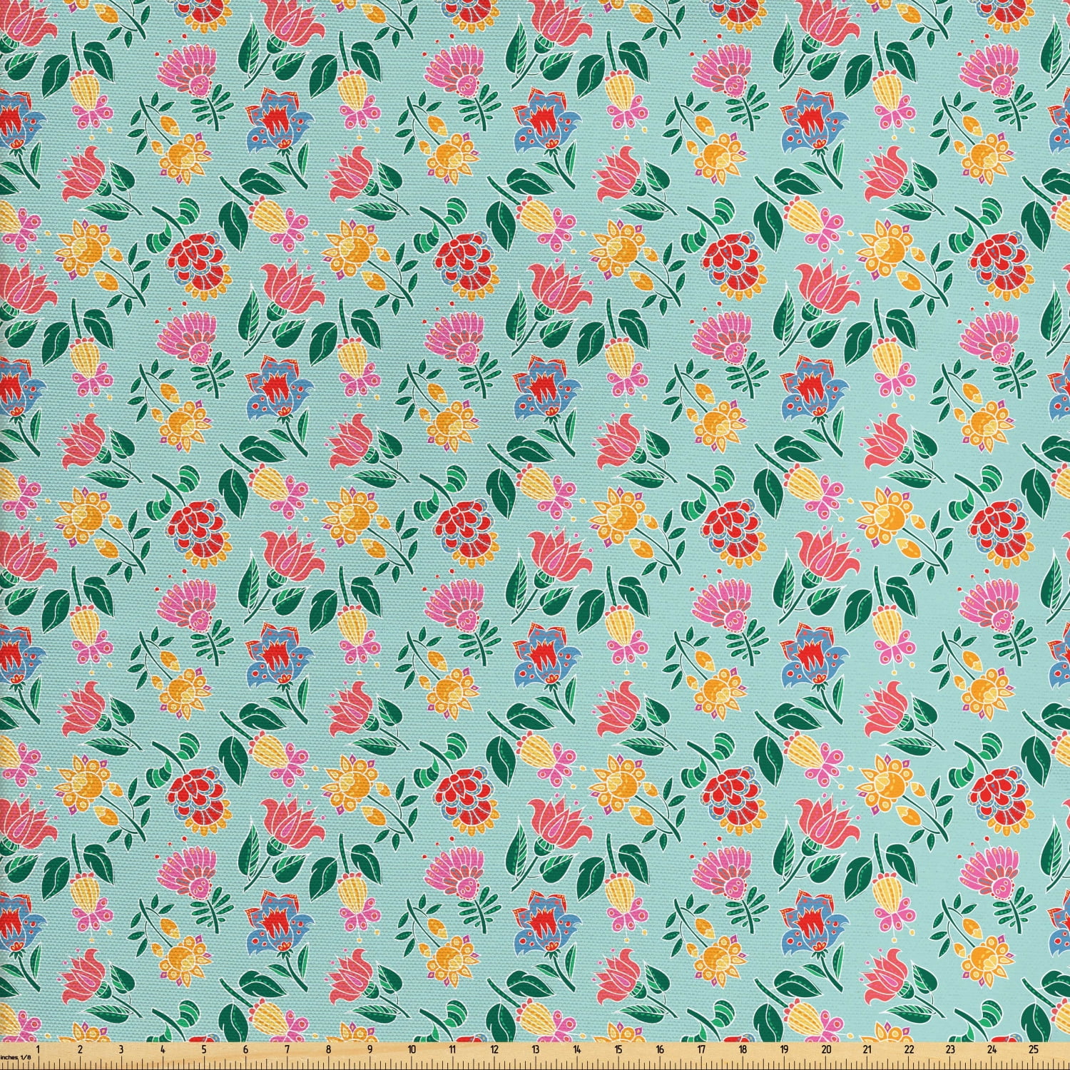 Floral Fabric by the Yard, Pansy Spring Flower Repetition Botanical Art ...