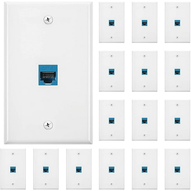 16 Pieces Ethernet Wall Plate 1 Port Cat6 RJ45 Wall Plate Female to ...
