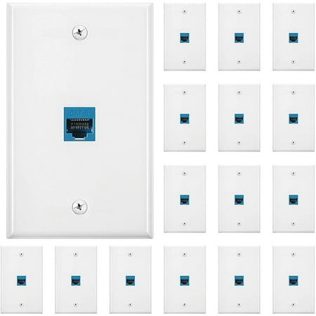 16 Pieces Ethernet Wall Plate 1 Port Cat6 RJ45 Wall Plate Female to ...