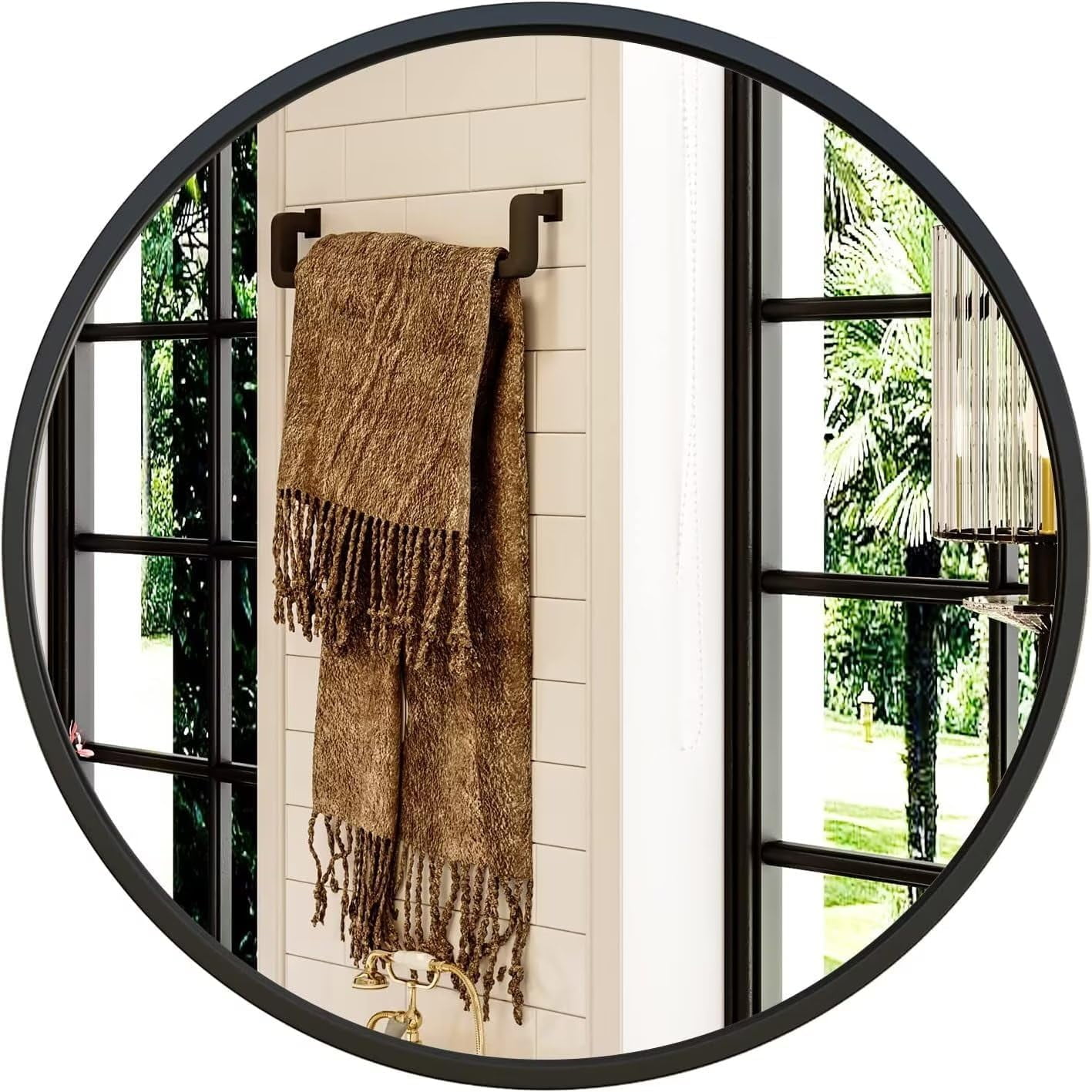 Click here for Yanton Black Round Mirror  28 Inch Circle Wall Mir... prices