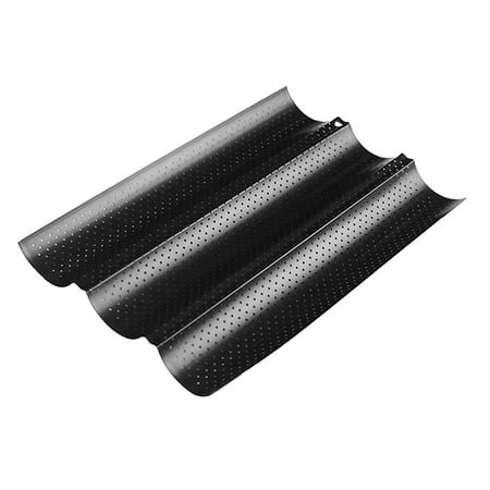 Non-stick Perforation Three Slots Black Bread Wave Baking Tray Rack ...