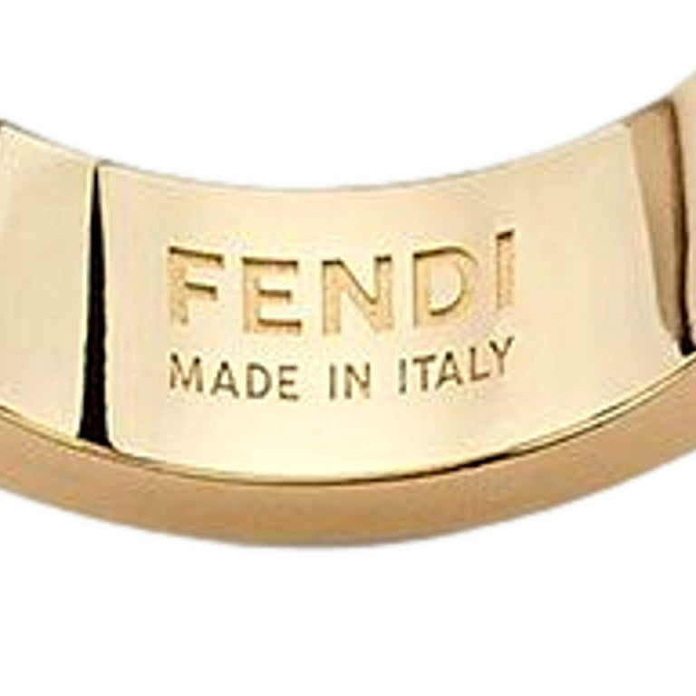 Fendi FF Crystal Embellished Wide Band Gold Ring Small Fendi FF Crystal Embellished Wide Band Gold Ring Small