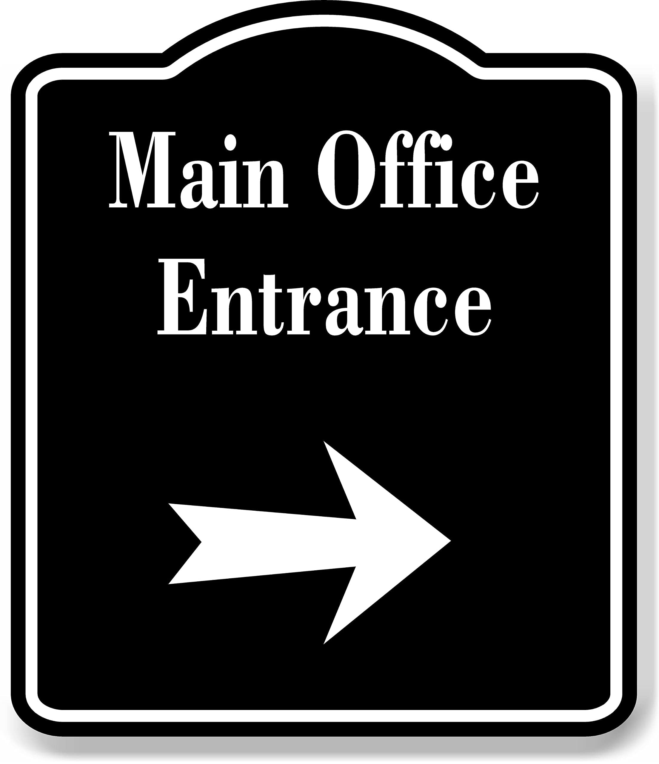 Main Office Entrance Right Arrow BLACK Aluminum Composite Sign ...