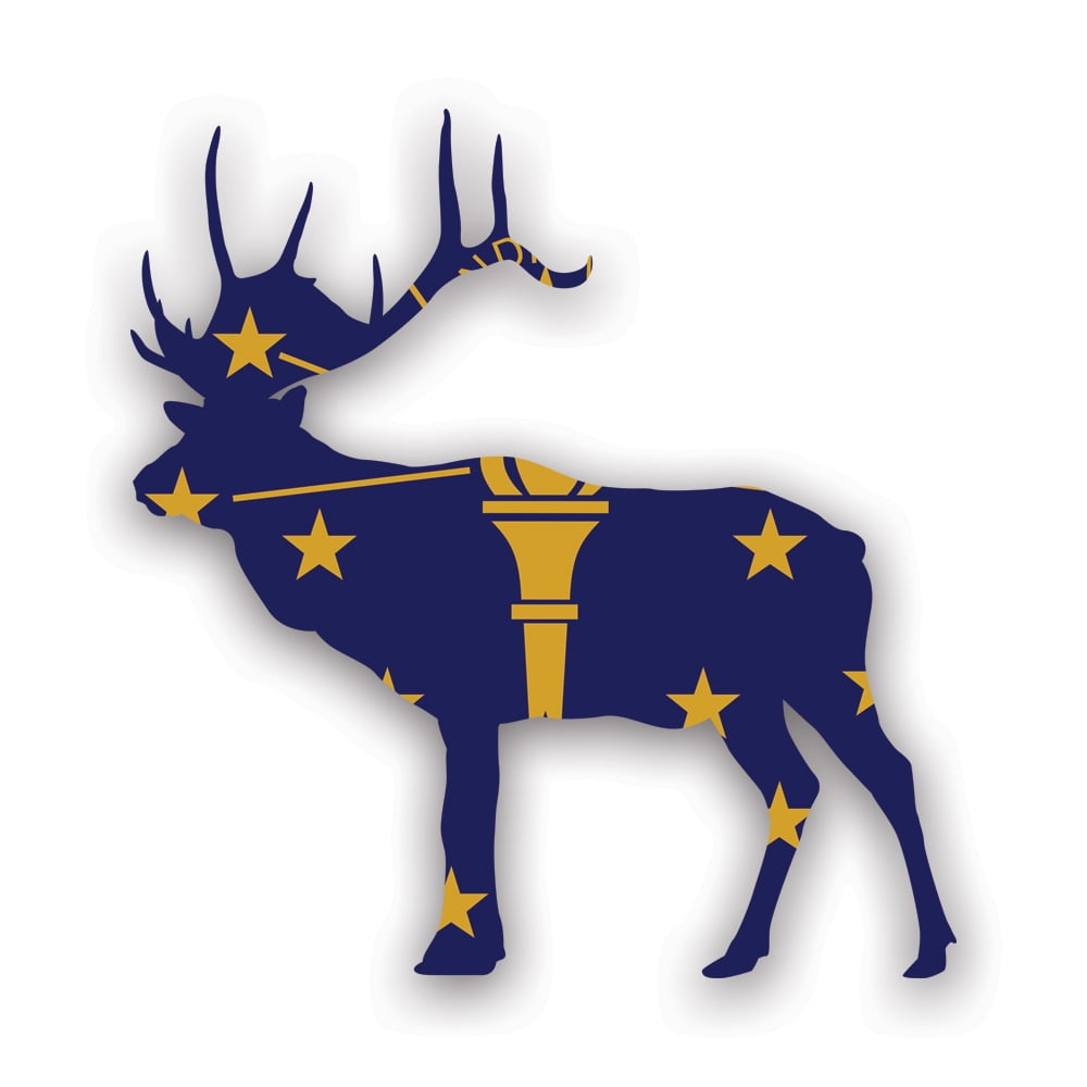 Indiana Deer Shaped Flag Sticker Decal - Self Adhesive Vinyl ...