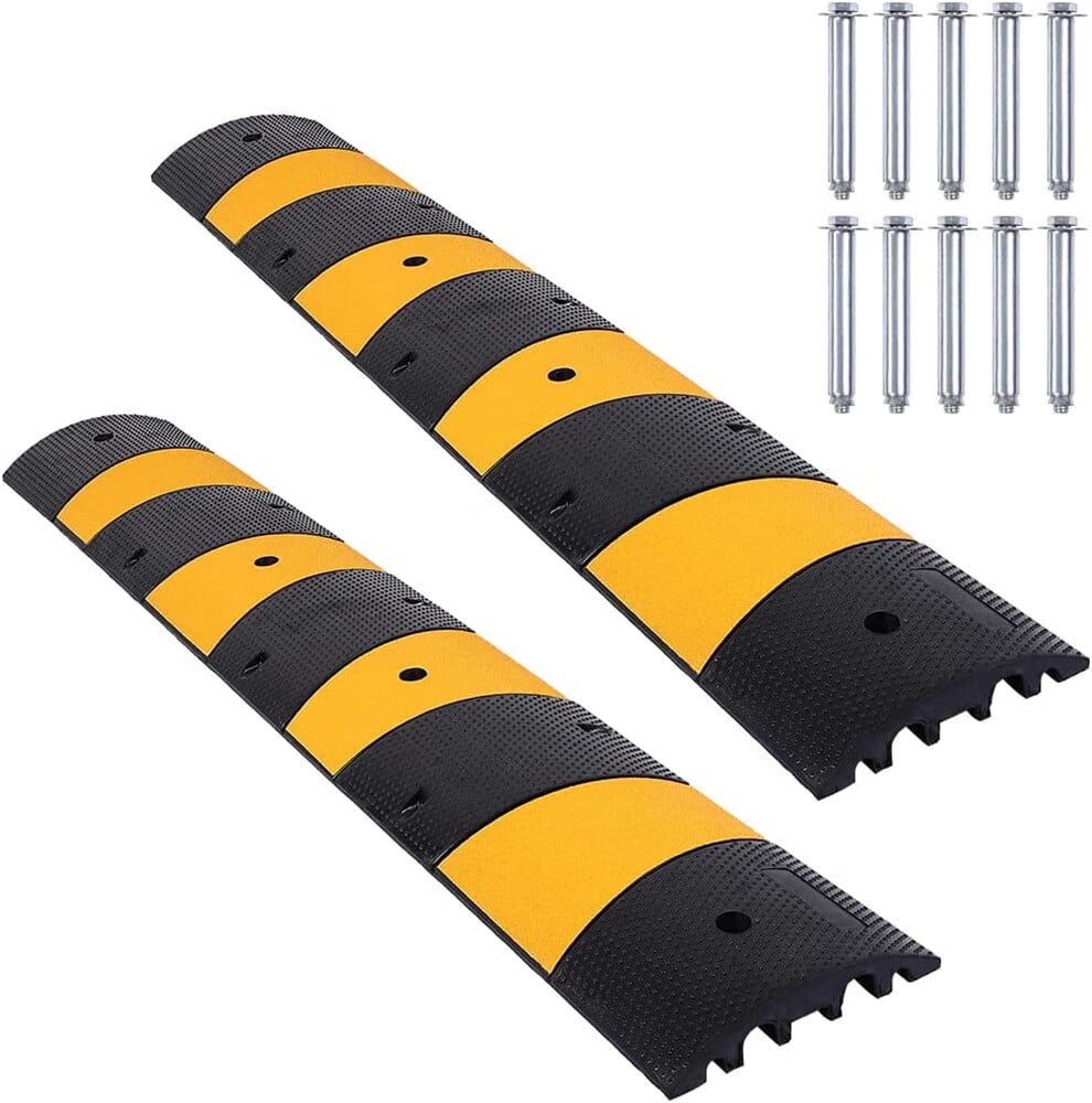 Rubber Speed Bump with 2 Channel, 2 Pcs 6 Feet 73" Long Speed Bump Hump ...