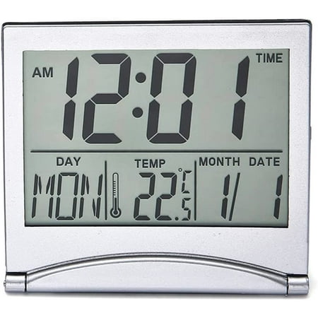 FanShow Silver Digital Alarm Clock Desktop Temperature LCD Display ...