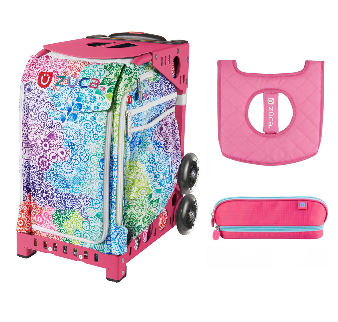 Zuca Explosion Bag with Seat Cover and Zuca Pencil Case (Pink Frame ...