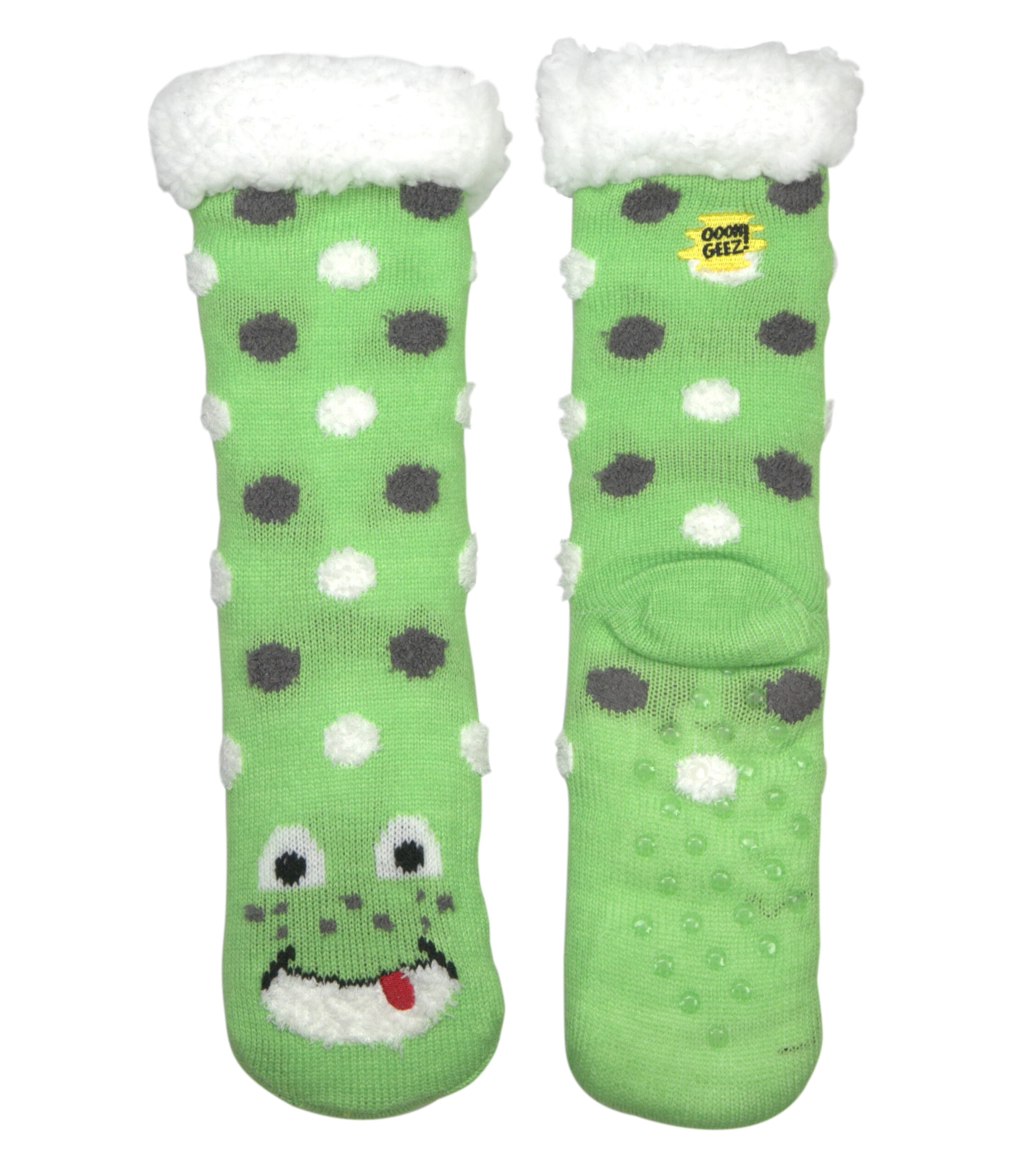 Oooh Geez Women's Cozy Sherpa Slipper Socks, Frog Love, Animal Warm ...