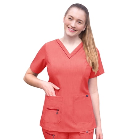 Adar Pro Scrubs for Women - Elevated V-Neck Scrub Top - P4212 - Heather ...