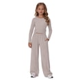 CPNG Girls 2 Piece Casual Outfit Set Solid Color Long Sleeve Slim Top ...