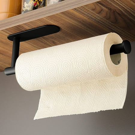 Black Kitchen Roll Holder - Self Adhesive Paper roll Holder Under ...