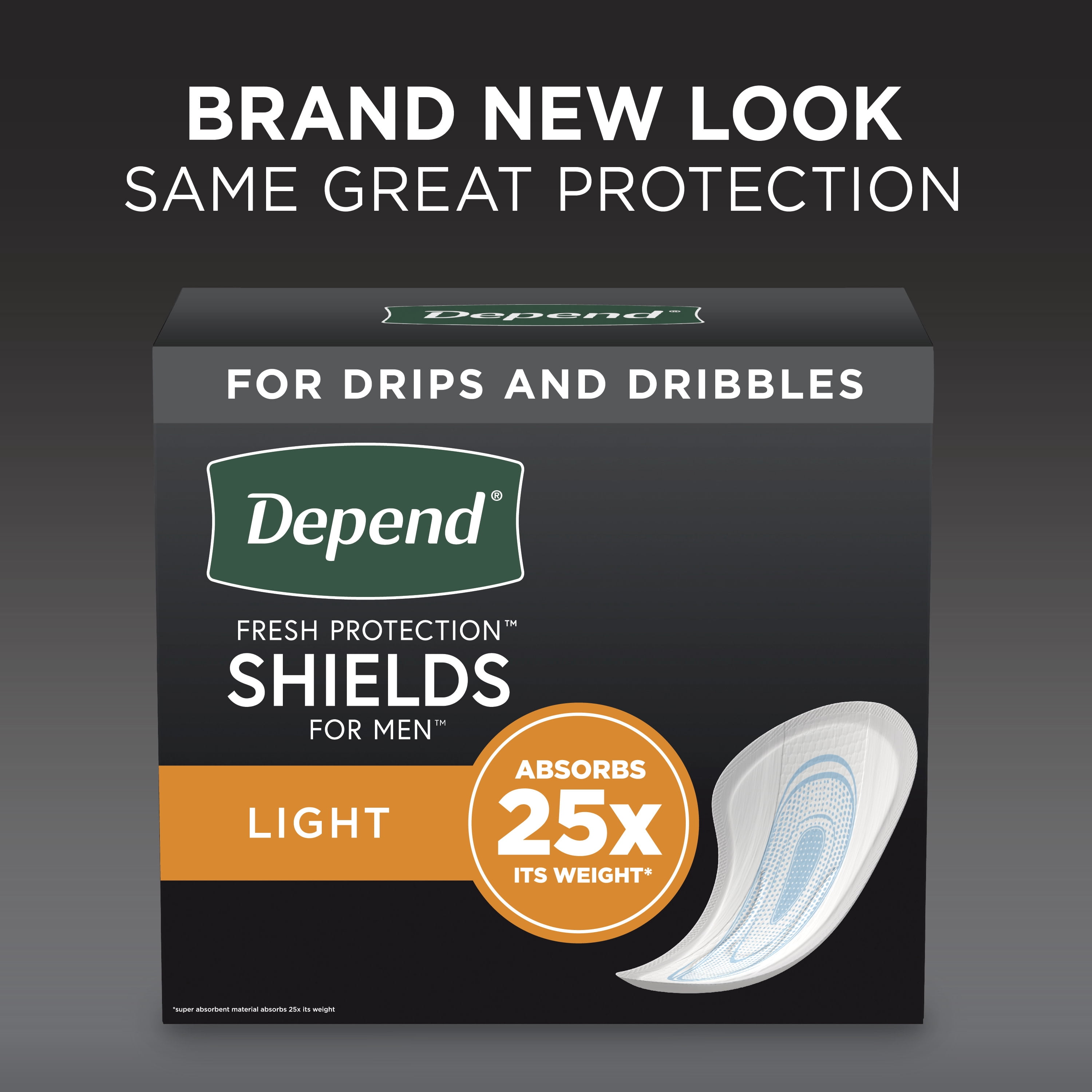 Depend Shield Incontinence Pads for Men Bladder Control Pads, Light ...