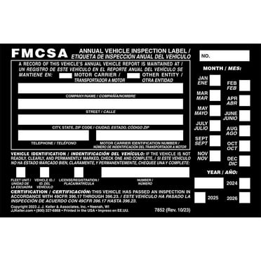 Annual Vehicle Inspection Label 50-pack - 2-Ply, Vinyl with Laminate ...