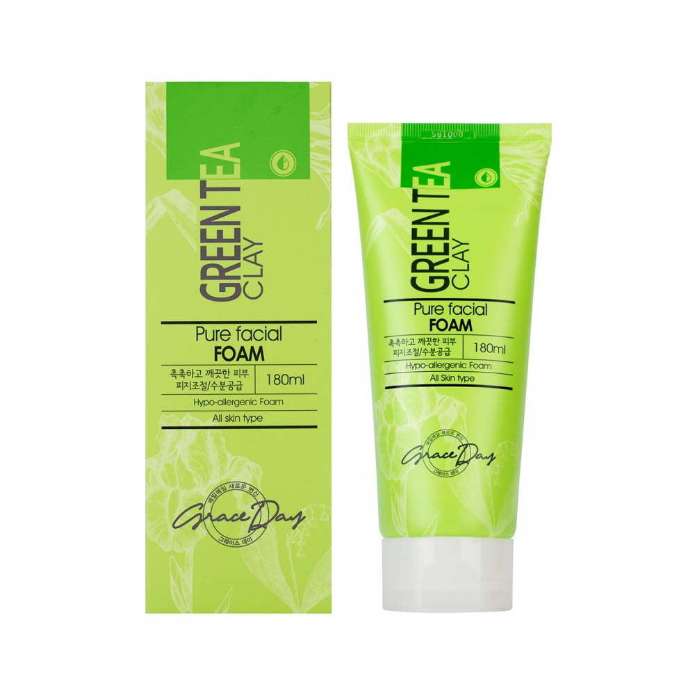 Grace Day Green Tea Clay Pure Facial Cleansing Foam 180ml - Walmart.com