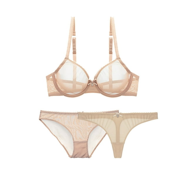 Varsbaby Women See-Through Lace Mesh Bra Transparent Sheer Bras Set for ...