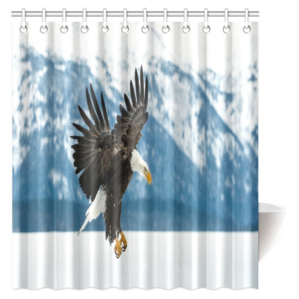 MYPOP Flying Bald Eagle Shower Curtain, Aerial View of Bald Eagle ...
