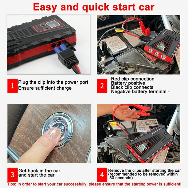 PRAXO Multi functional Car Jump Starter 5000A Peak 99800mAh Battery Jump Starter 12V Car Battery Charger Auto Battery Booster w LCD Display 3
