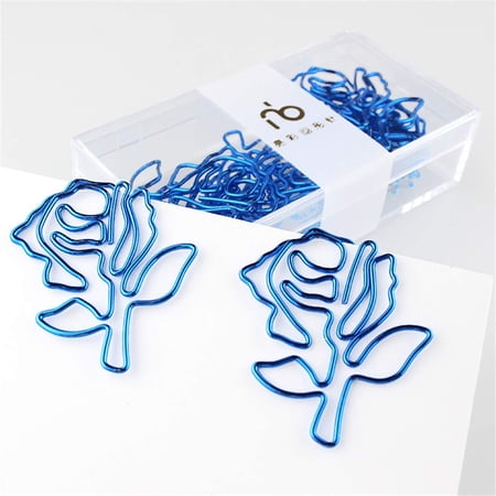 Blue Rose Flower Type Paper Clips Bookmarks Dispensers Vinyl Coated ...