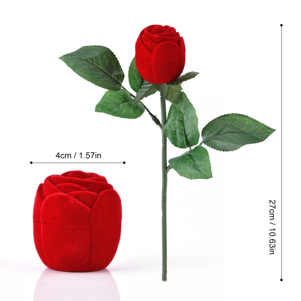 LAFGUR Rose Shape Ring Box Red Rose Flower Shape Valentine s Day Wedding Ring Storage Display Box Container For Necklace Earrings Jewellery Ring Case