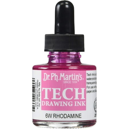 Dr. Ph. Martin's TECH Drawing (6W) Ink Bottle, 1.0 oz, Rodamine ...