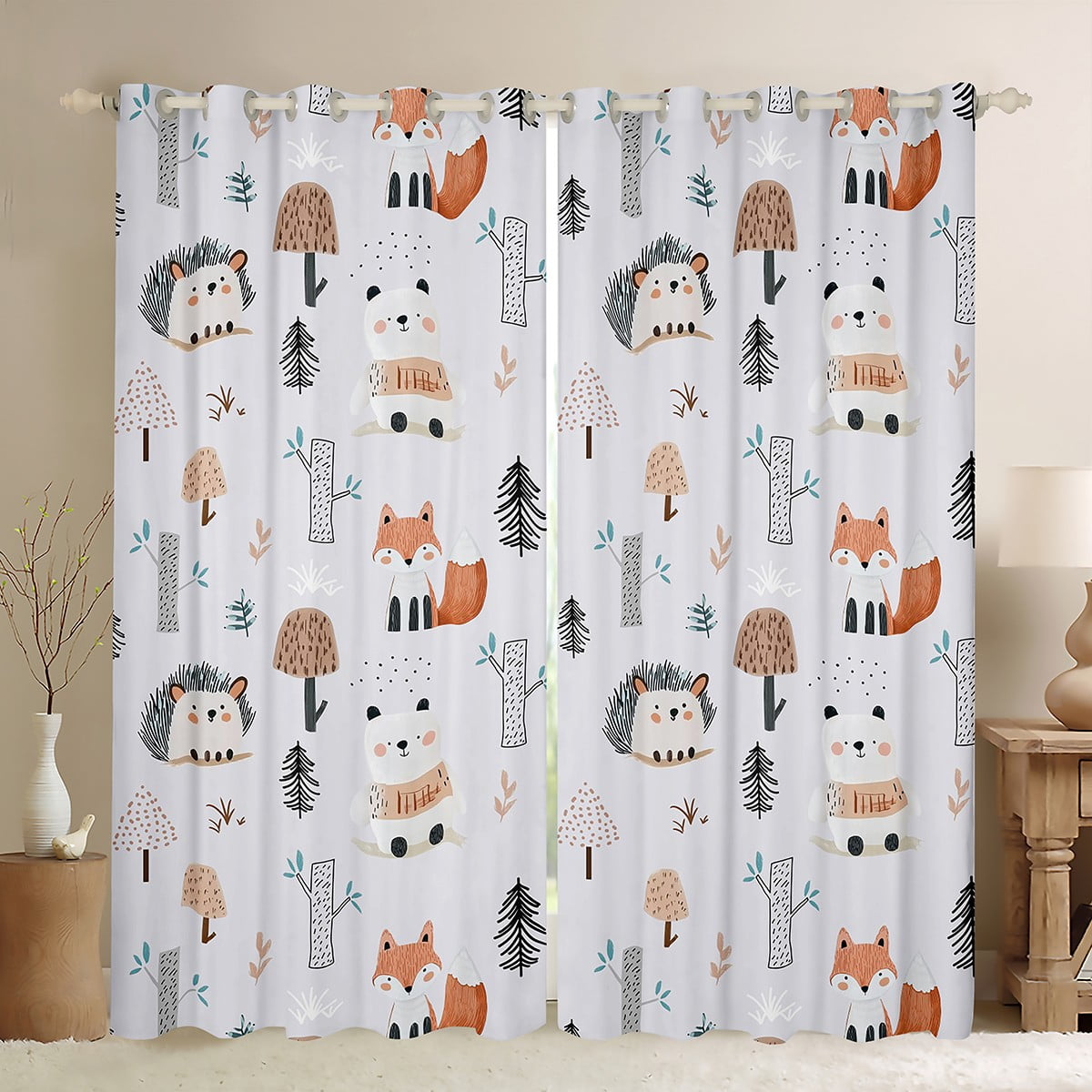 Click here for Erosebridal Cartoon Bear Fox Curtains For Living R... prices