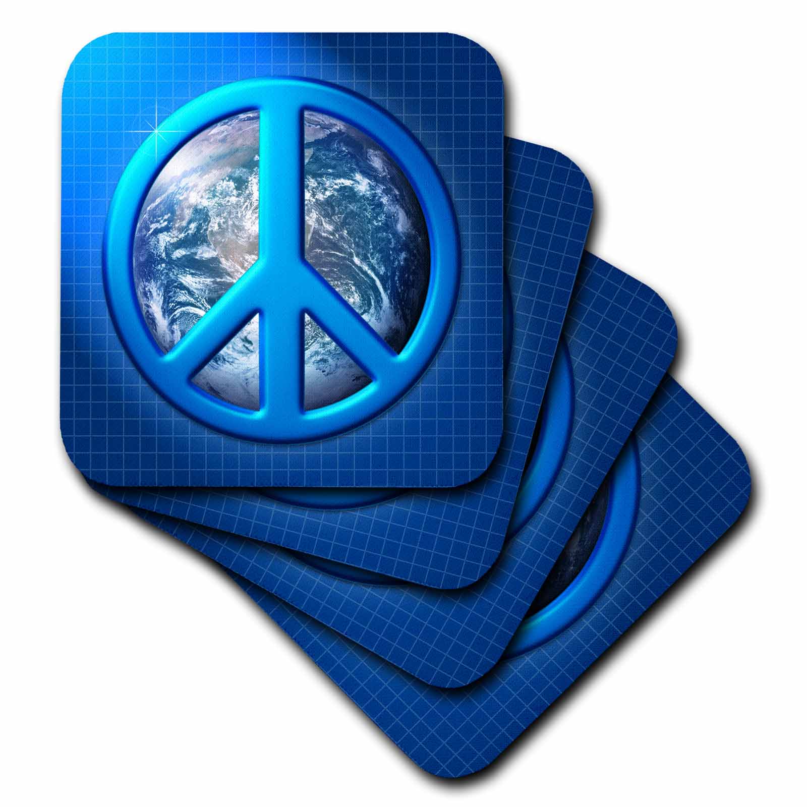 Peace On Earth large blue peace sign over the planet earth set of 4 ...