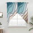 Abstract Geometric Swag Curtain Valance for Window 2 Panels Teal Brown ...