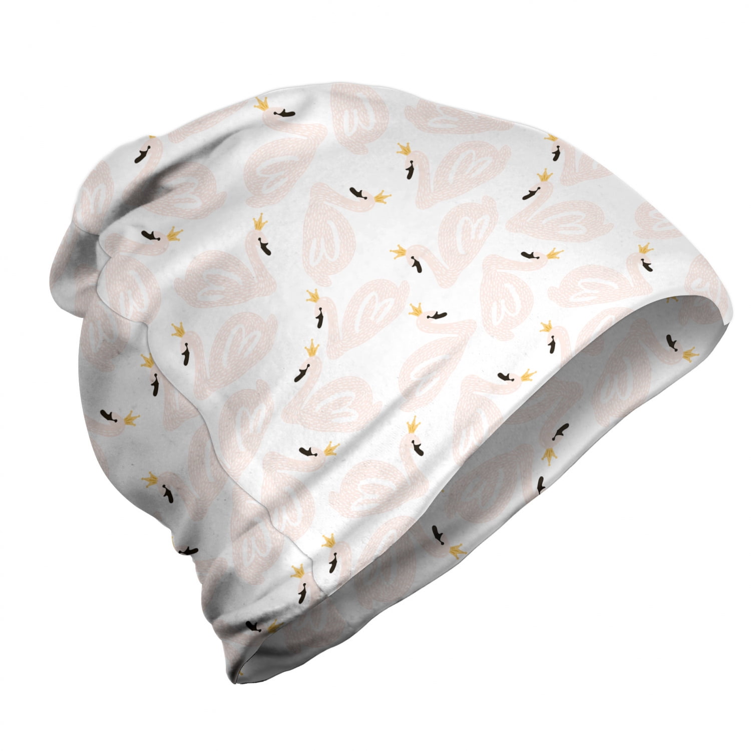 Swan Unisex Beanie, Childish Doodle Pastel, Hiking Outdoors, Peach ...