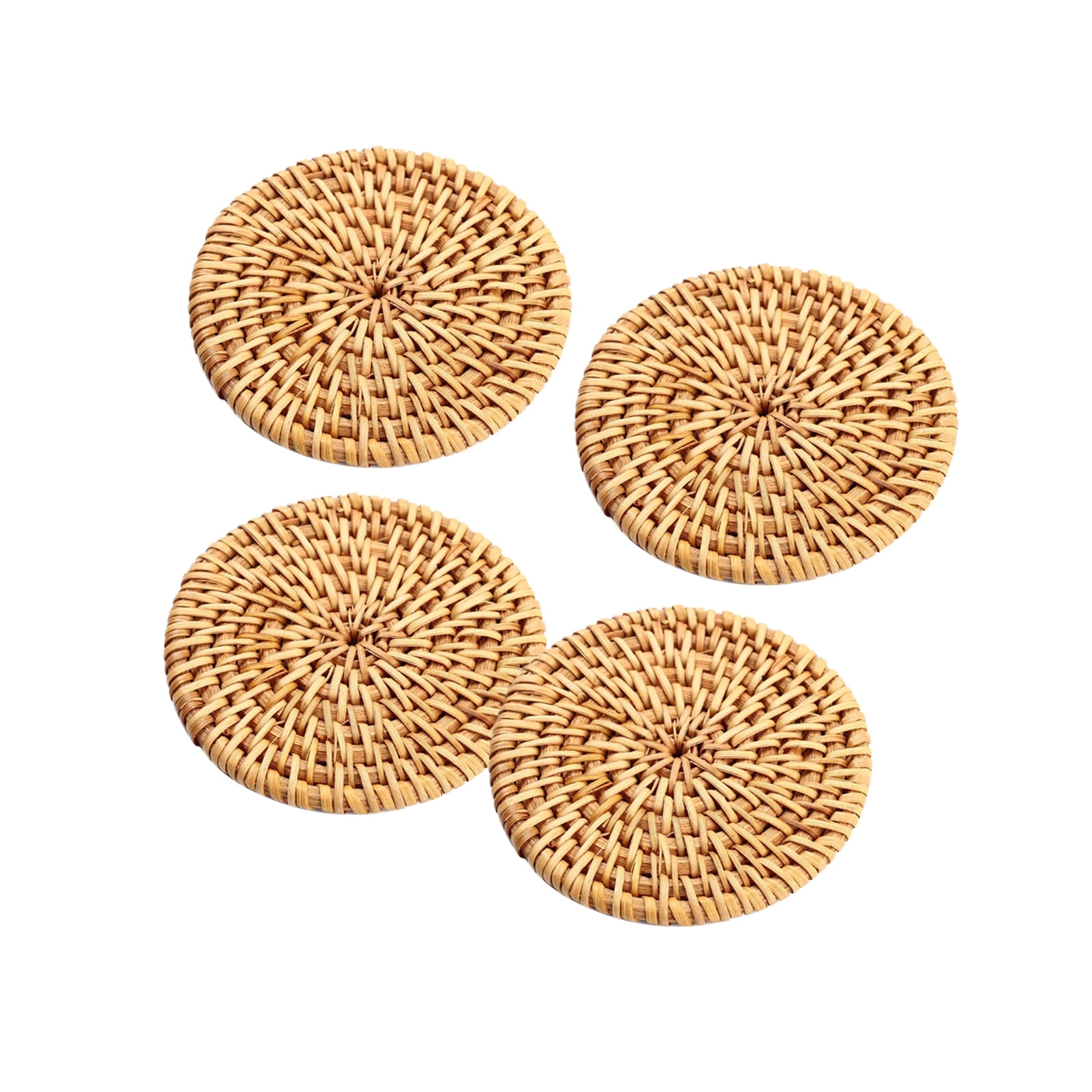 Xmarks 4 Pack Handwoven Rattan Coasters Round Coffee Cupmat Tea Cup Mat ...