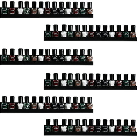Black 6 Pack Nail Poli h Rack Wall Mounted Shelf,6 Tier Floating ...