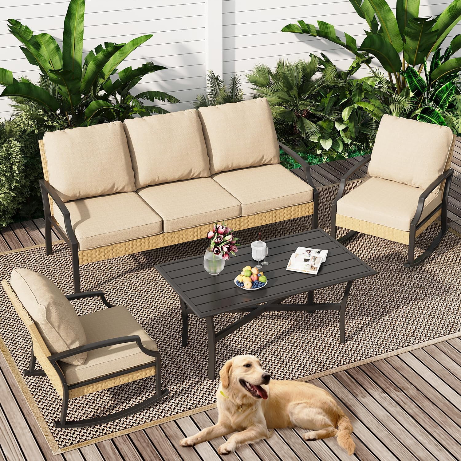 Click here for Aecojoy 5 Seater All-Weather Rattan Patio Furnitur... prices