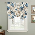 Blue Flowers Tie Up Curtains for Window, Insulated Balloon Shade ...
