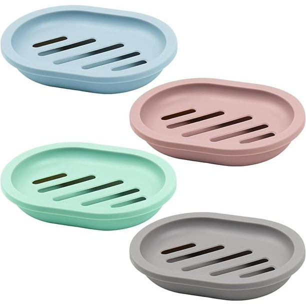 Jabonera con escurridor, fácil de limpiar, ahorra jabón, bandeja para jabón seco y blando, para ...