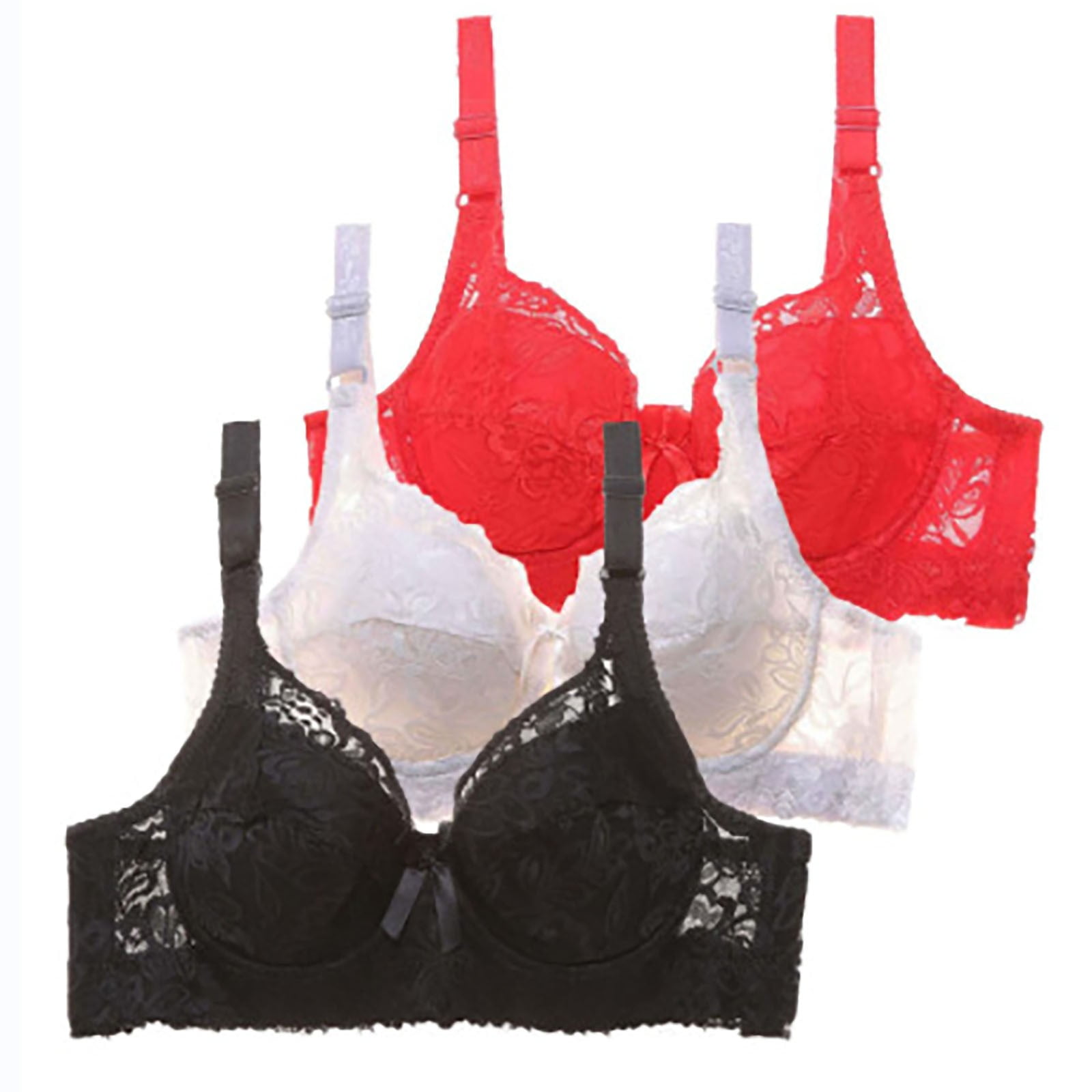 Click here for Breezora 3 Pack Lace Wireless Bra For Women Full C... prices