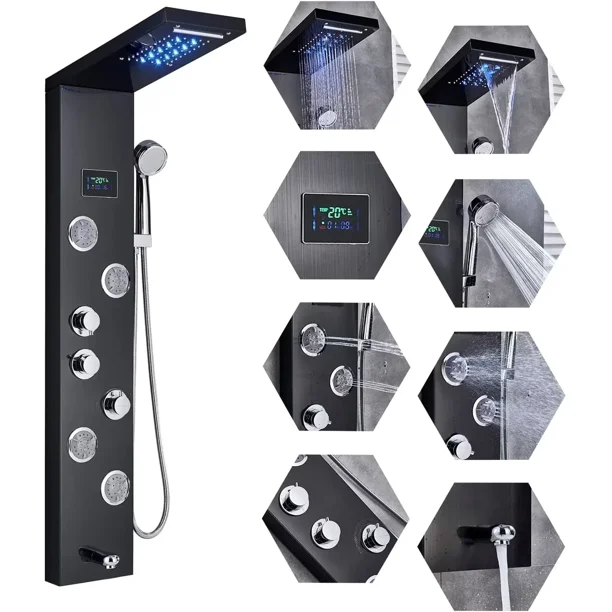 CES LED Shower Panels Tower System, SUS304 Stainless Steel Bathroom ...