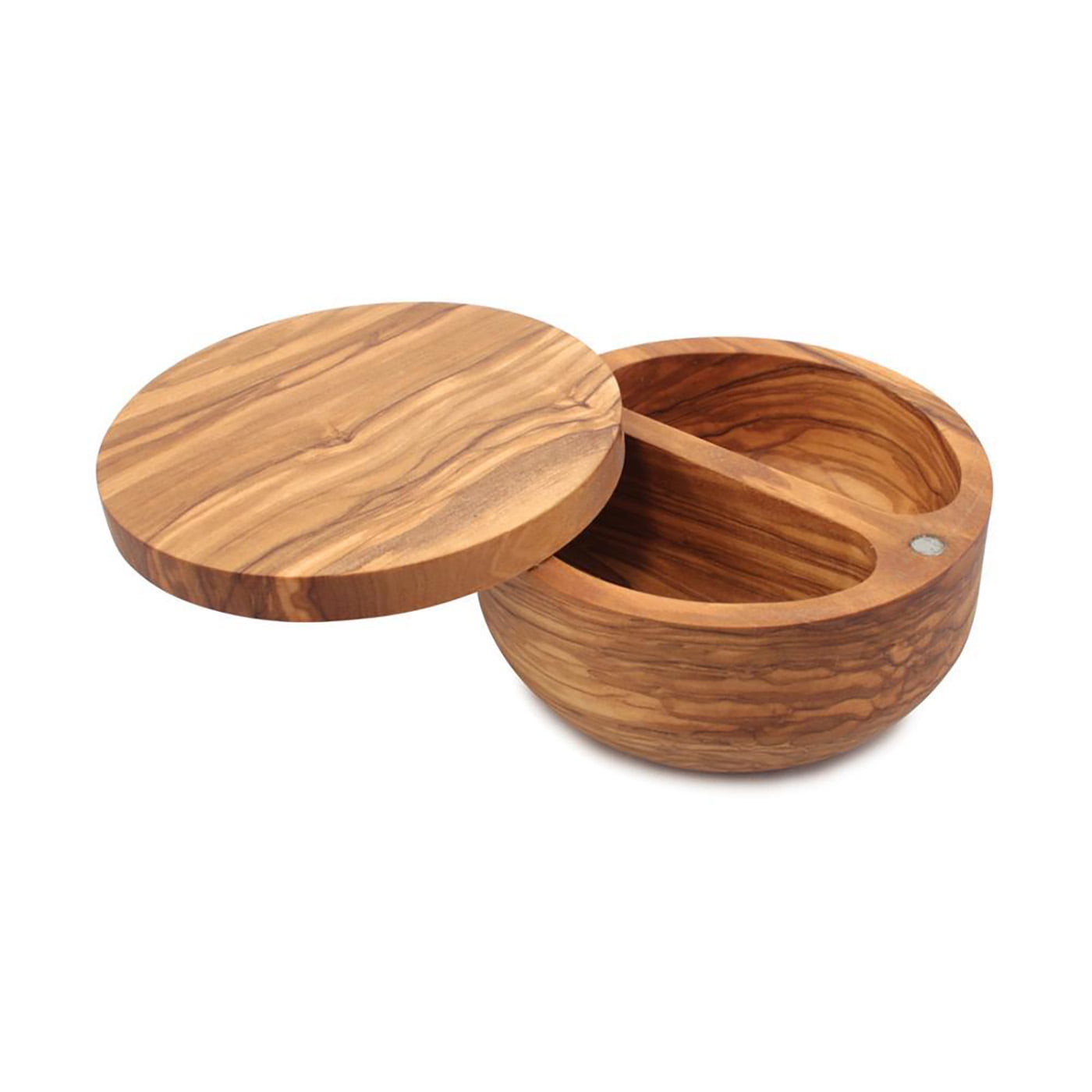Swissmar Palermo Dual Bin Olive Wood Salt Keeper With Magnetic Swivel ...