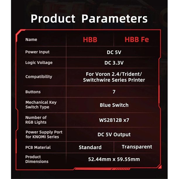 Hbb Fe V1.0 Carte pour Clavier de Contrôle Klipper 7 Boutons Macro Éclairage Rgb Imprimante 3d ...