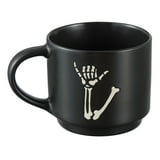 Halloween 12-Ounce Black Skeleton Hand Stoneware Stackable Mug Set with ...