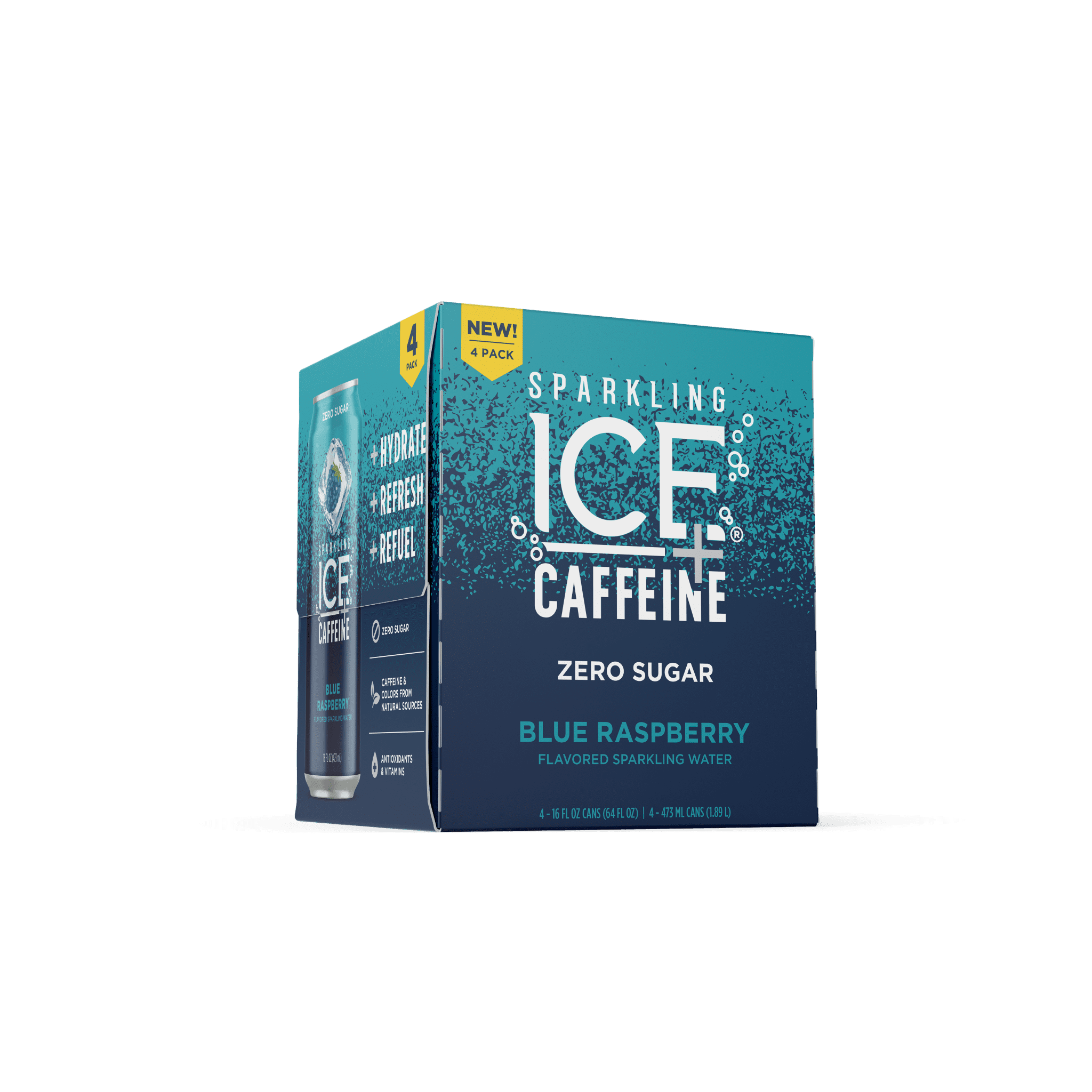Sparkling Ice Plus Caffeine 4PK Blue Raspberry - Walmart.com