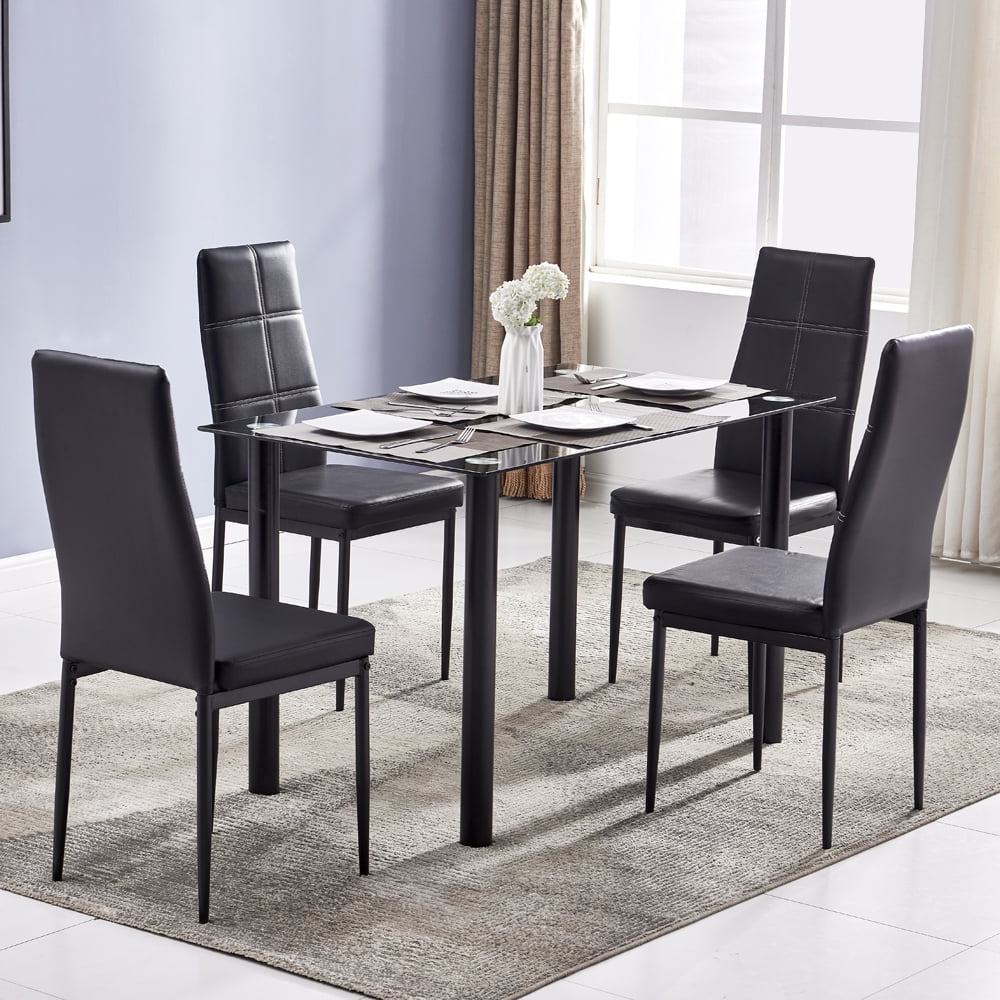 120*70*75CM DA154 Simple Round Tube Table Leg Table Black - Walmart.com